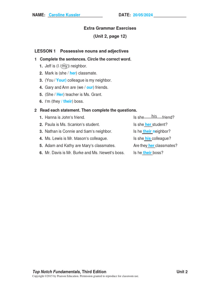 UNIT 02 Extra Grammar Exercises PDF | PDF | Languages | Foreign Language Studies