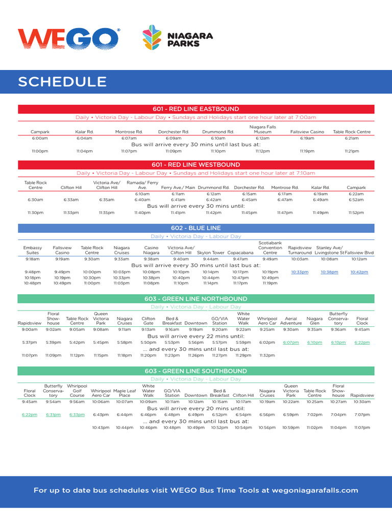 2022 Spring and Summer WEGO Schedule | PDF