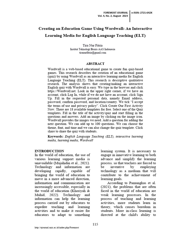 3610-Article Text-10456-2-10-20240330 | PDF | Learning | Teachers