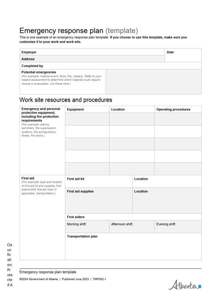 Emergency Response Plan - TEMPLATE | PDF | First Aid | Emergency