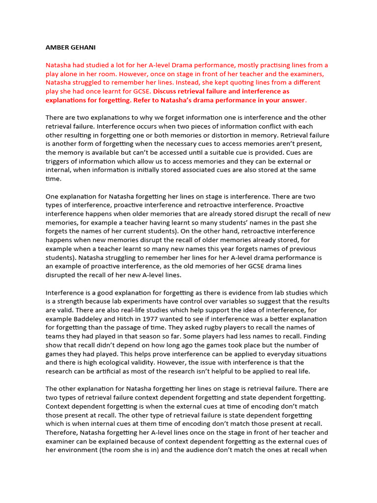 Interference and Retrieval Failure in Forgetting | PDF | Recall (Memory) | Memory