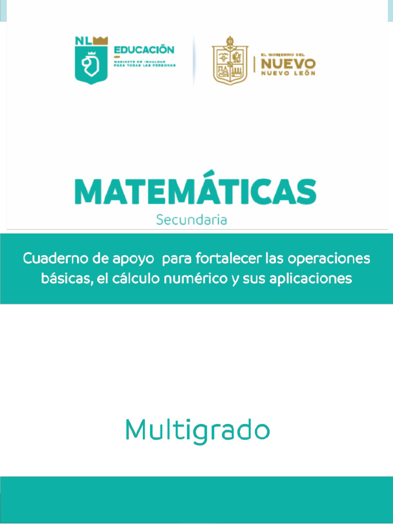 Cuaderno de Apoyo para Fortalecer las Operaciones Básicas, el Cálculo Numérico y sus ...