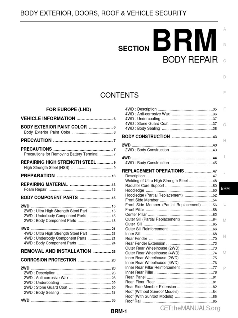 BRM - Body Repair | PDF | Four Wheel Drive | Vehicle Technology