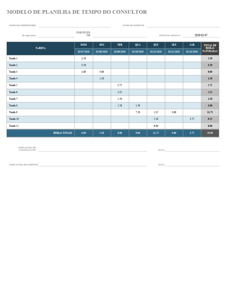 IC Consultant Timesheet Template Updated 57201 - PT | PDF