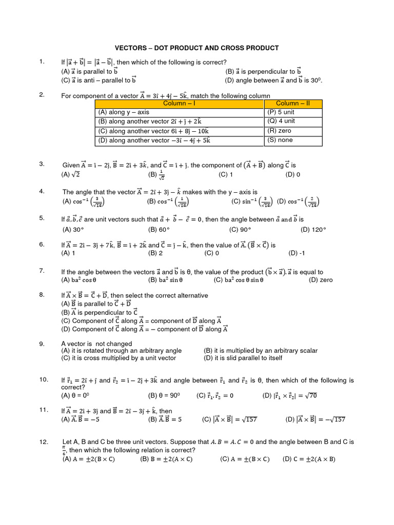 CPP - Vector DOT AND CROSS PRODUCT | PDF | Euclidean Vector | Mathematical Physics