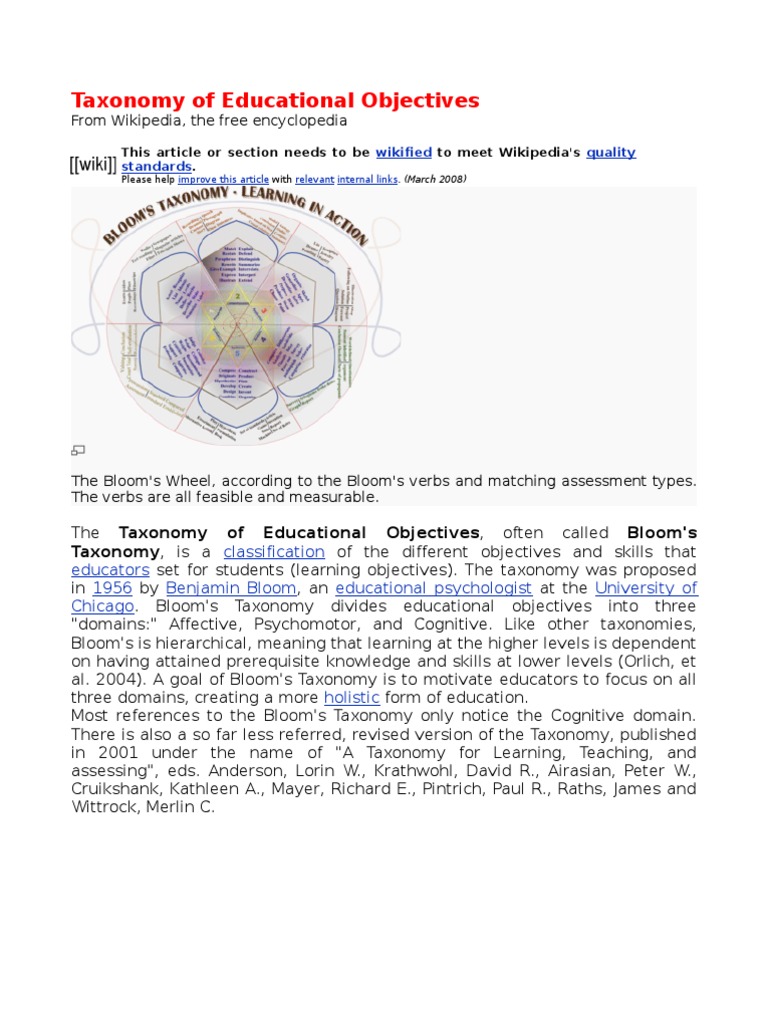 Bloom's Taxonomy Overview | PDF | Emergence | Learning