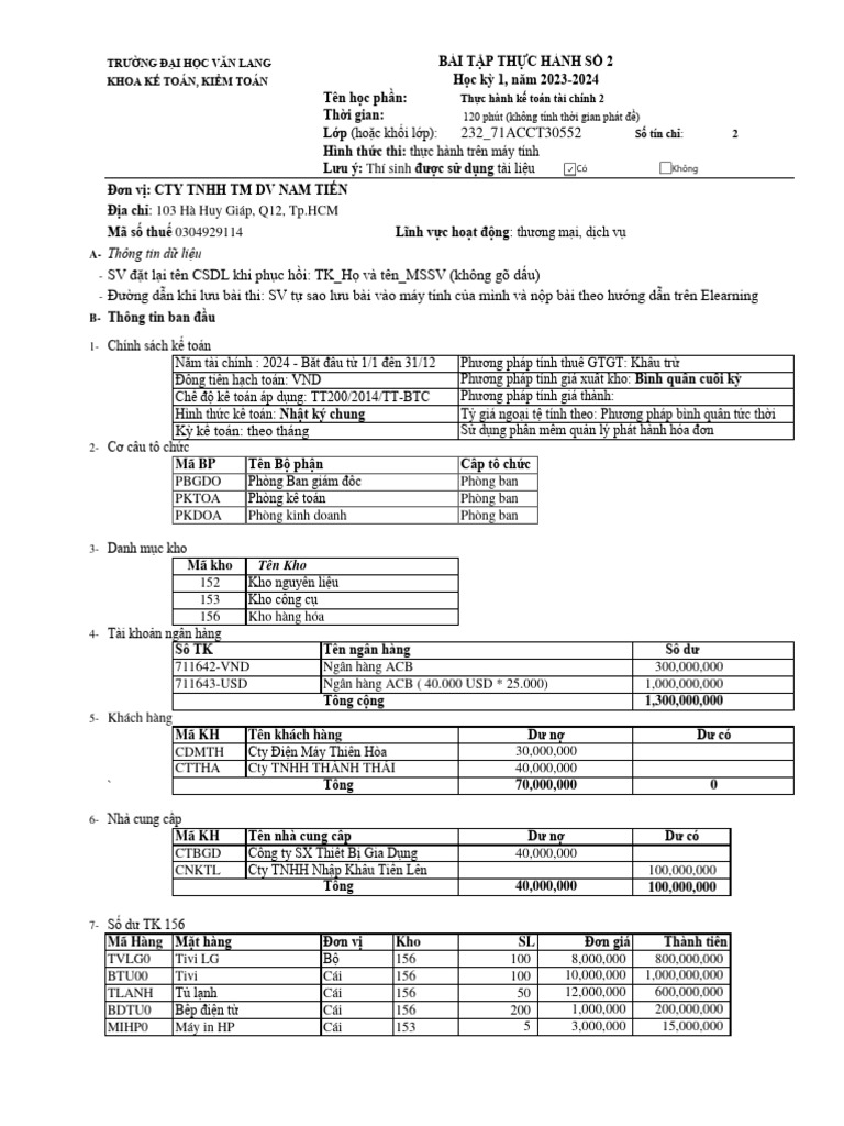 Bai Tap Thuc Hanh - So 2 | PDF
