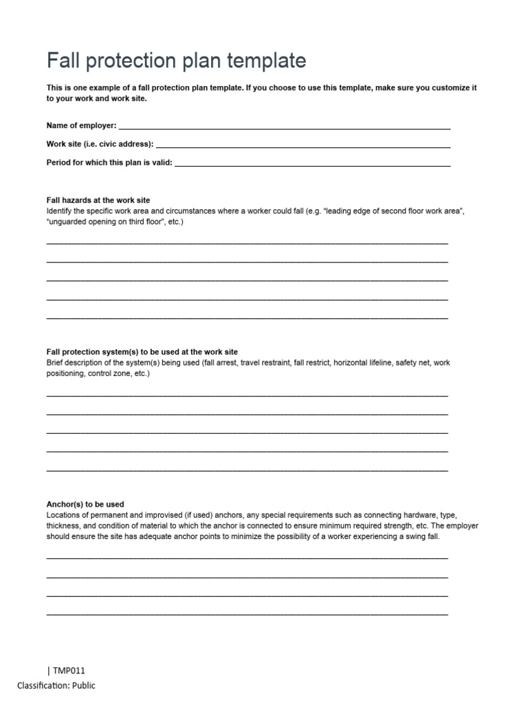 Fall Protection Plan Template | PDF | Safety