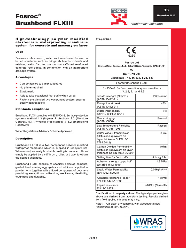 Brushbond FLXIII Tds | PDF | Concrete | Water