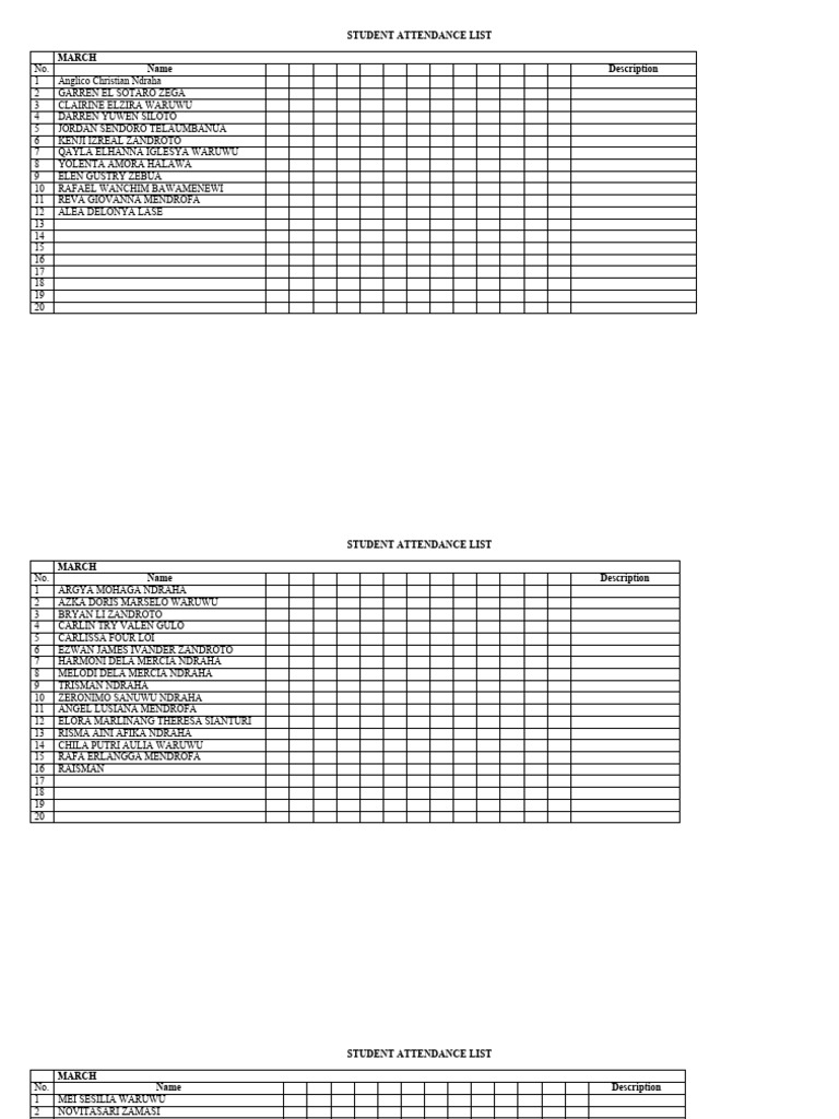 March Student Attendance | PDF