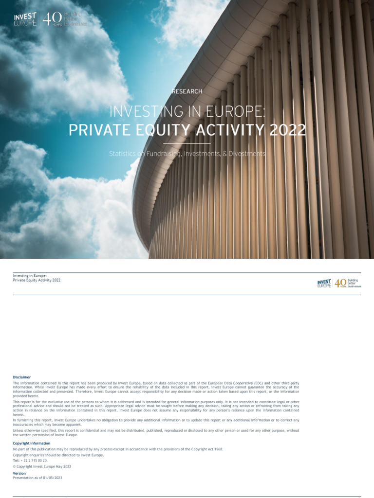 Invest Europe - Pe Activity 2022 | PDF | Venture Capital | Corporate ...