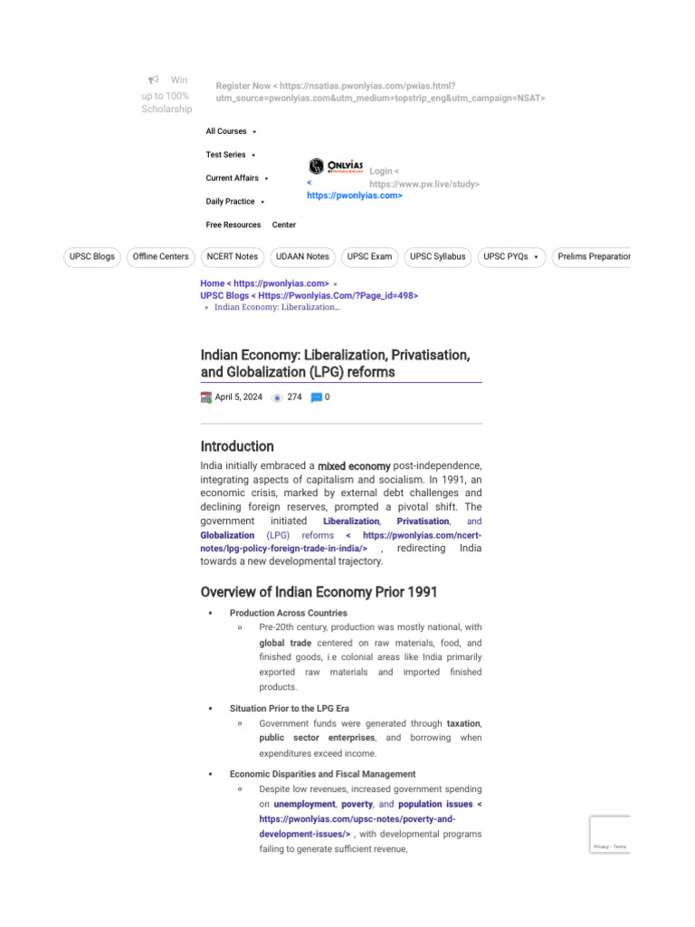 Indian Economy - Liberalization, Privatisation, and Globalization (LPG) Reforms - PWOnlyIAS ...