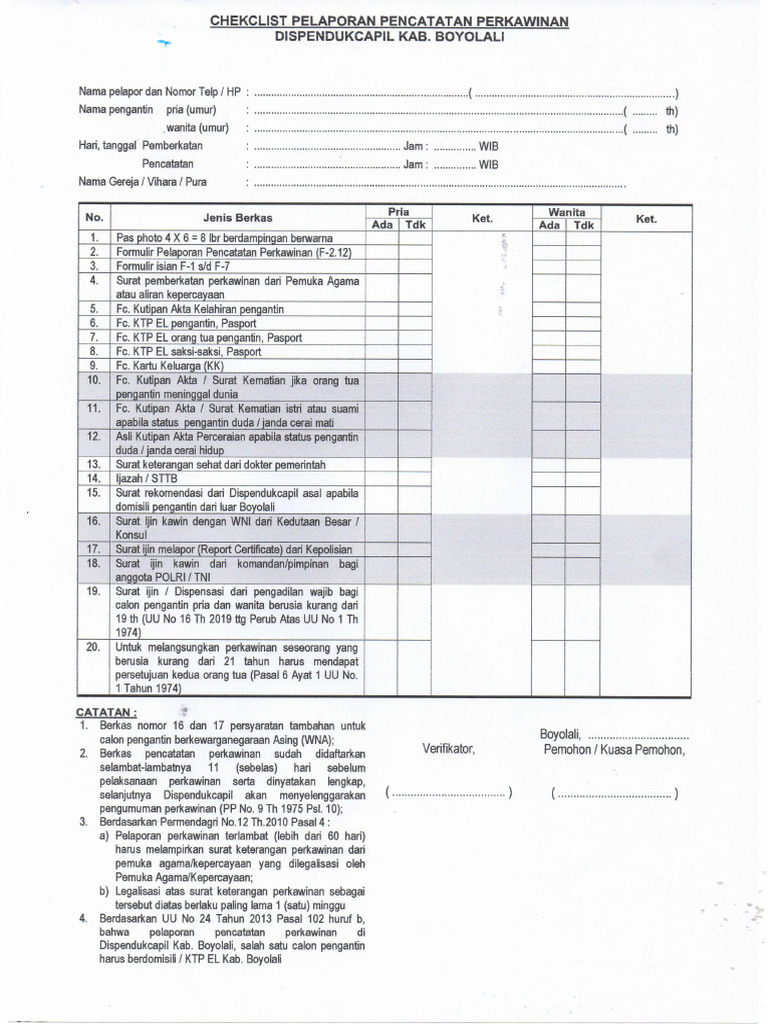 7742-Formulir Pencatatan Perkawinan - 1 | PDF
