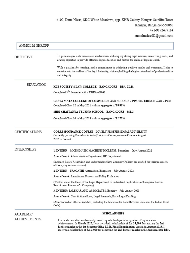 Resume-Anmol M Shroff | PDF