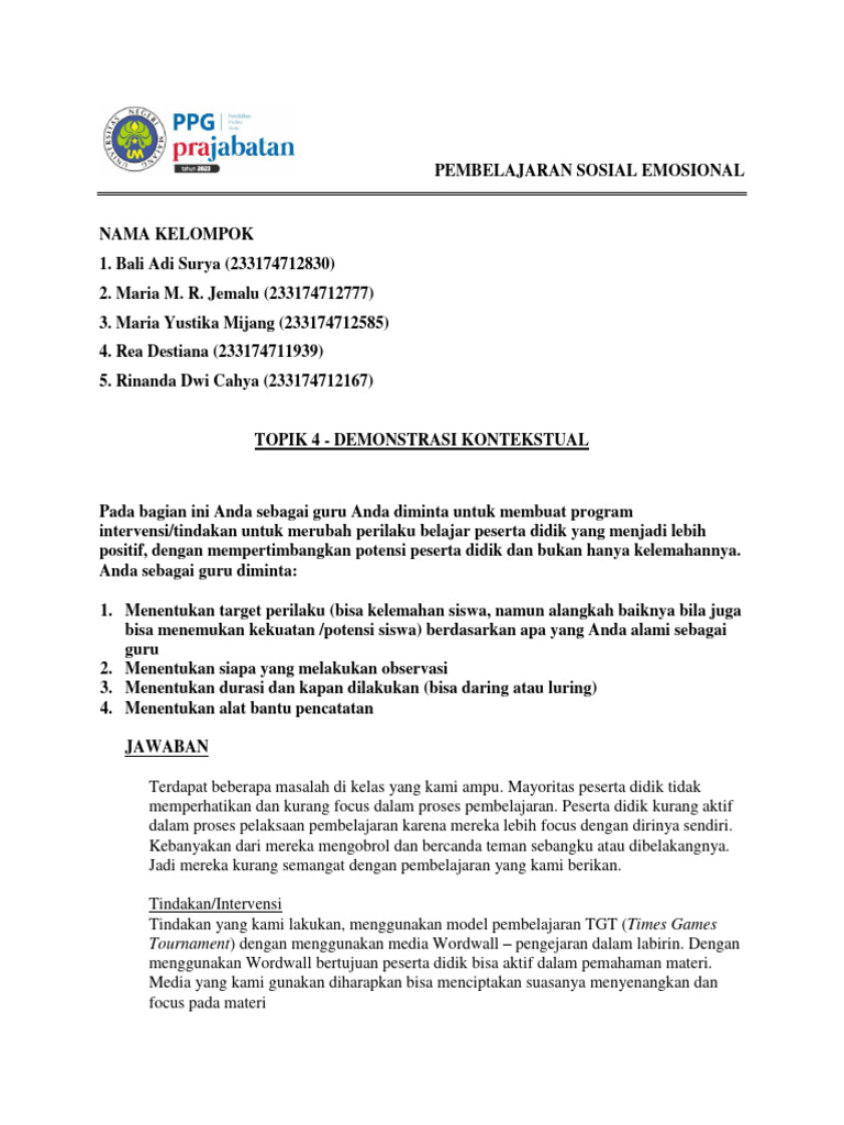 Topik 4 - Demonstrasi Kontekstual | PDF | Karier & Perkembangan
