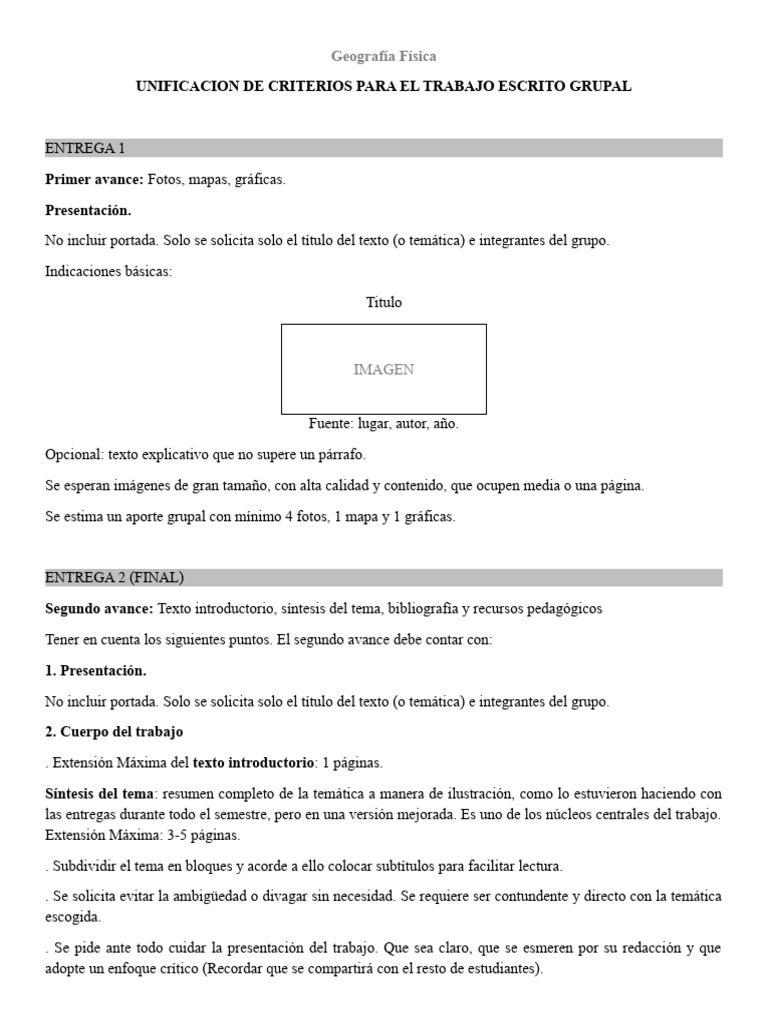 Criterios Trabajos Grupales | PDF | Bibliografía