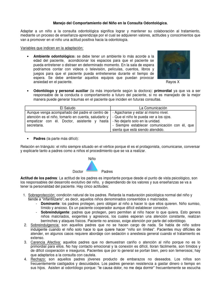 Manejo Del Comportamiento Del Niño | PDF | Comportamiento | Ansiedad