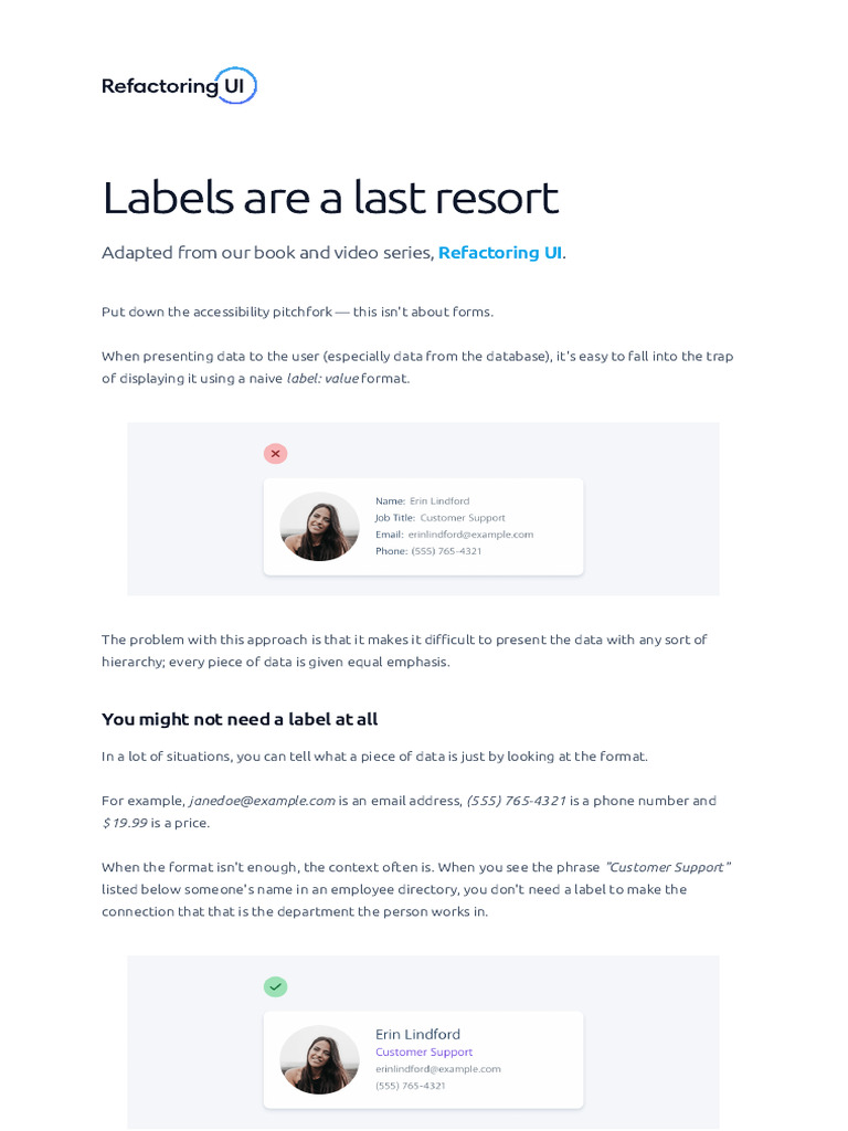 Labels Are A Last Resort - Refactoring UI | PDF | Data | Mobile App