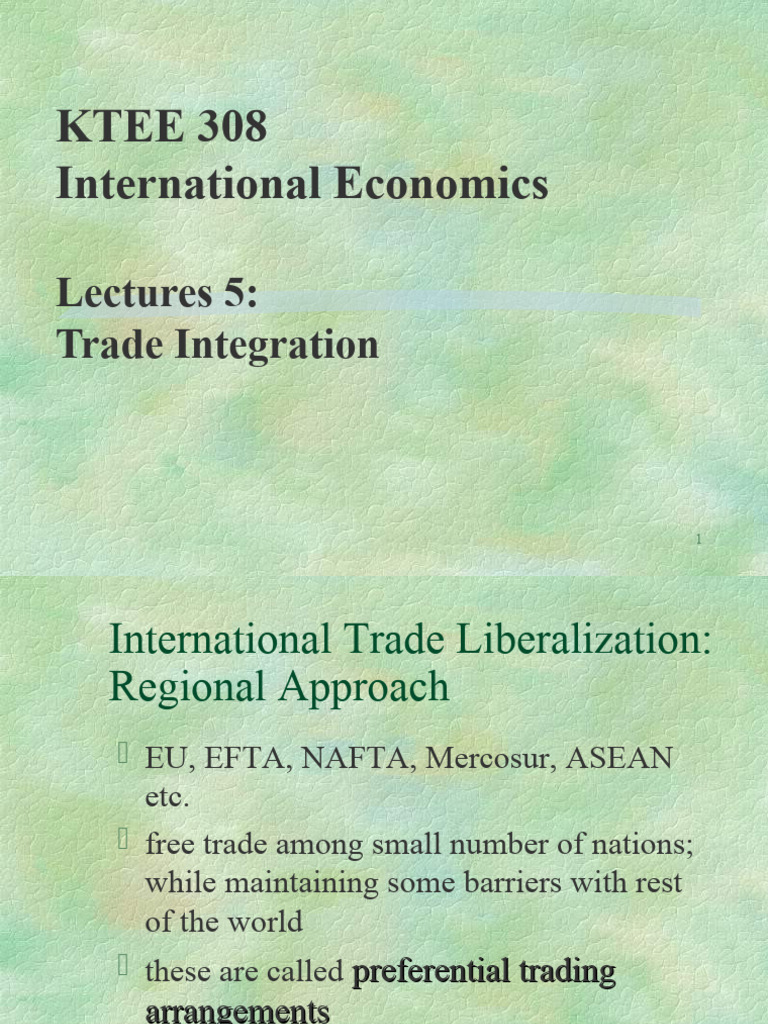 Lecture 6 Integration | PDF | International Monetary Fund | Free Trade Area