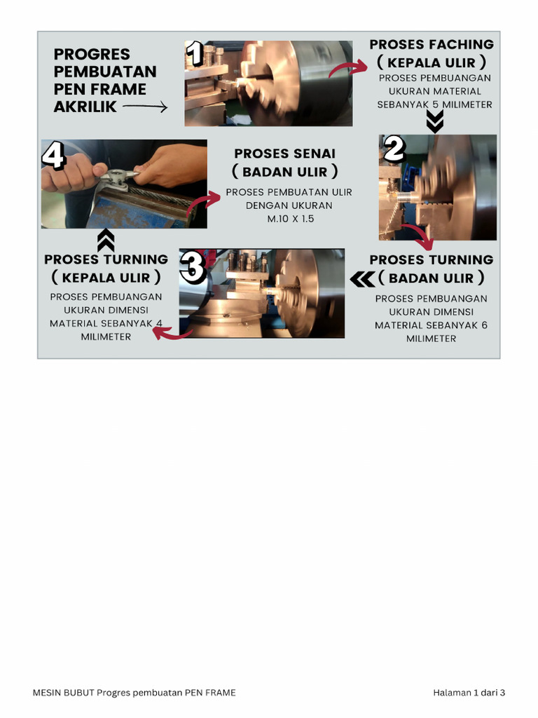 MESIN BUBUT Progres pembuatan PEN FRAME | PDF