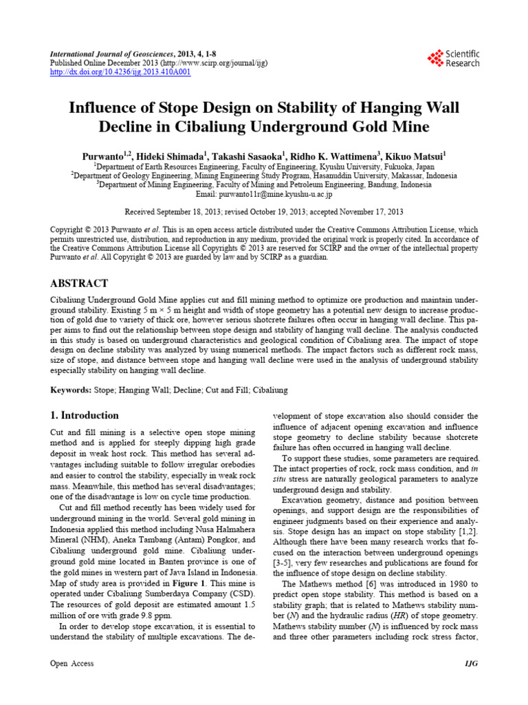 Stope Design On Hanginh Wall - Purwanto | PDF | Strength Of Materials ...