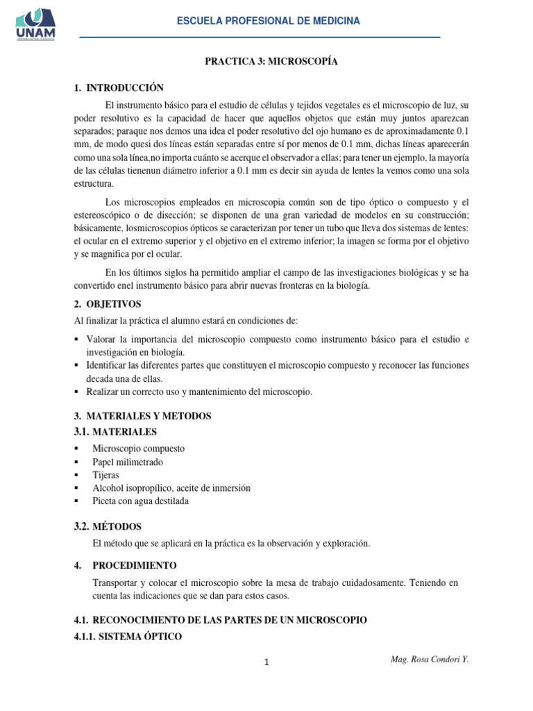 Practica 3. Micros | PDF | Microscopio | Óptica