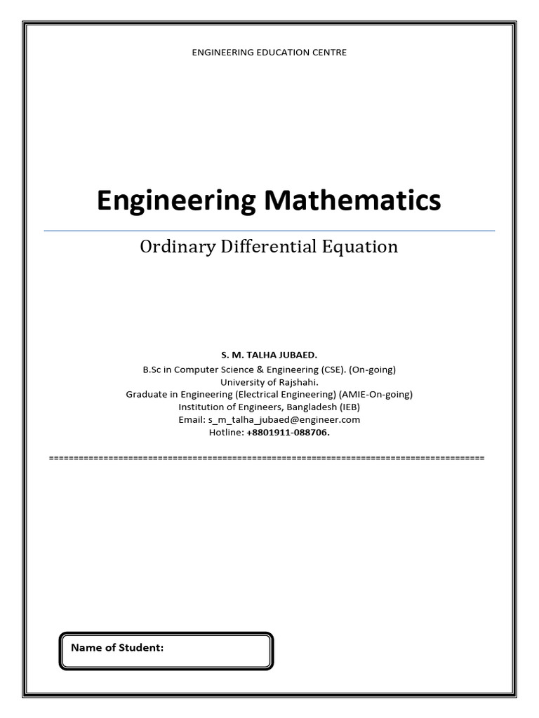Ordinary Differential Equation | Download Free PDF | Mathematics | Mathematical Concepts