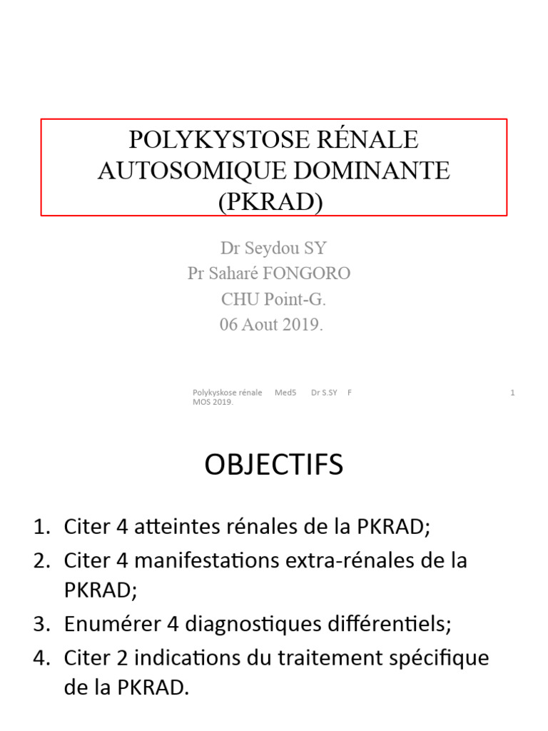 Polykystose rénale autosomique dominante | PDF | Rein | Insuffisance ...