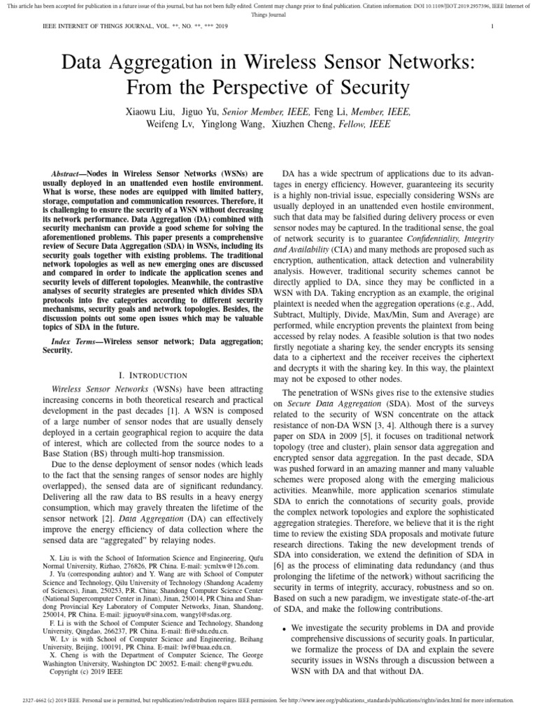 Liu 2019 | PDF | Wireless Sensor Network | Computer Network