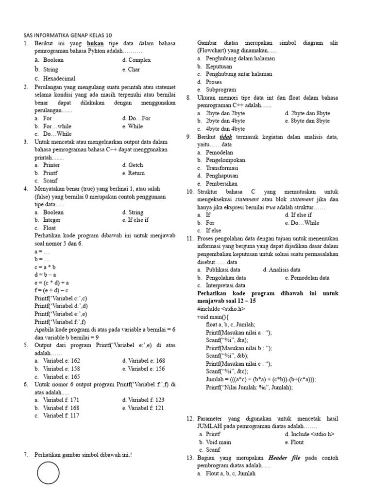 Soal Sas Genap 2023-2024 | PDF