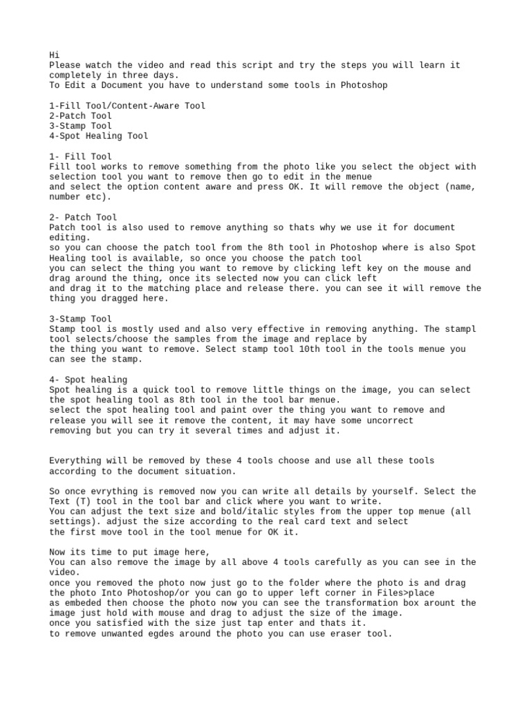 How To Edit Document | Download Free PDF | Adobe Photoshop | Software