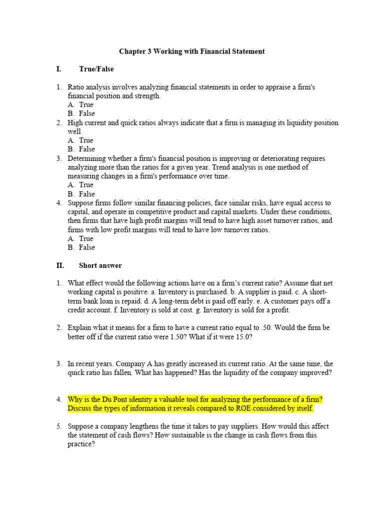 Chapter 3 Working With Financial Statement - Student Version | PDF ...