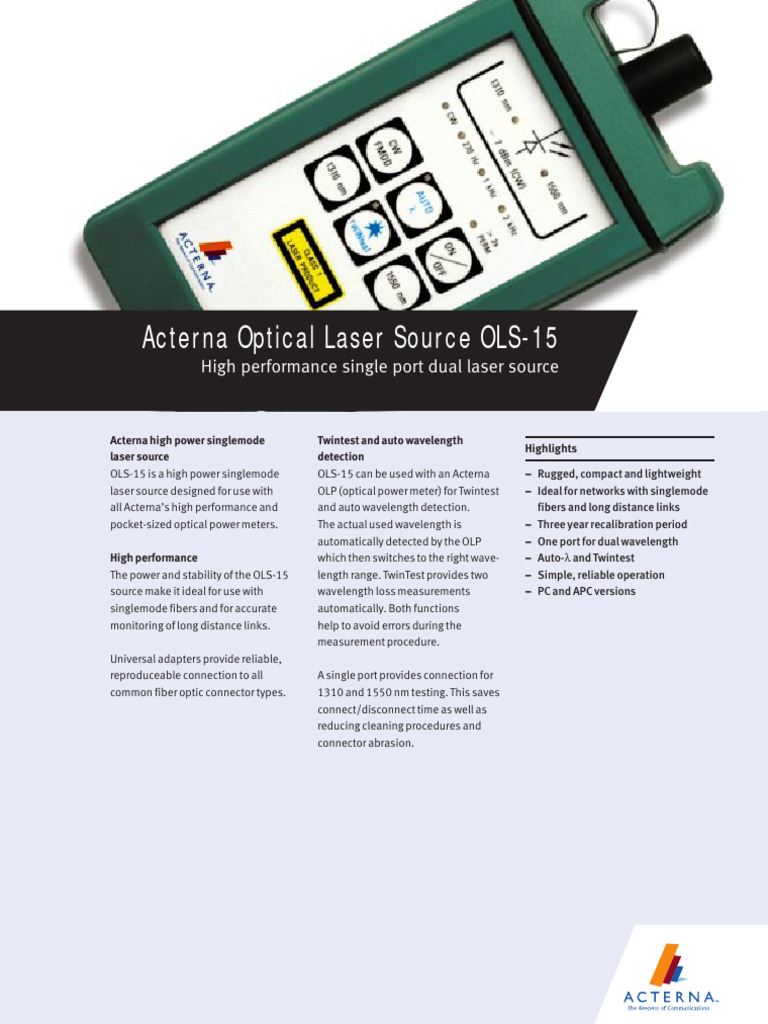 Acterna Ols15 | Download Free PDF | Optical Fiber | Waves