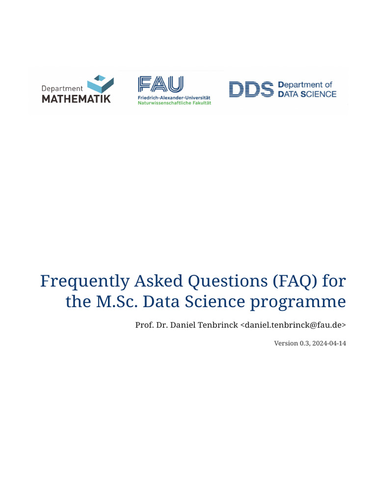 M.Sc. Data Science FAQ Guide | PDF | Thesis | Academic Degree