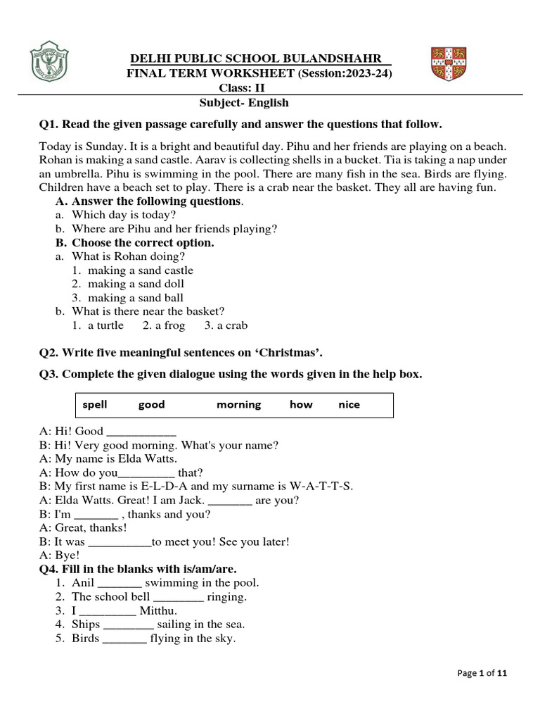 Class II Compiled Worksheet Final Term | PDF