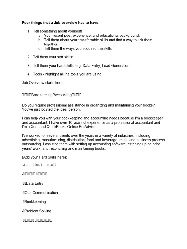 Upwork Accountant Profile Essentials | PDF | Bookkeeping | Accounting