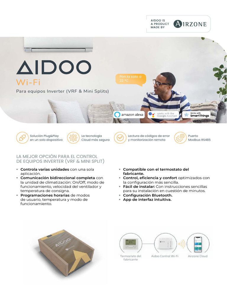 Brochure Aidoo WIFI PRO Airzone LATAM | PDF | Termostato | Wifi