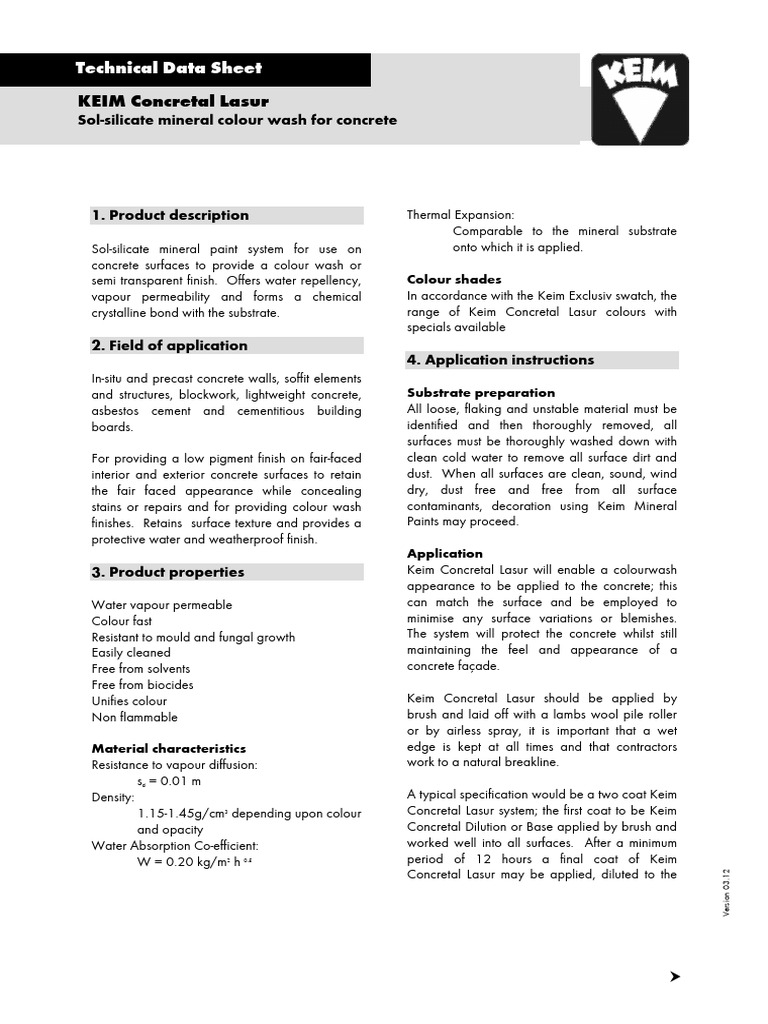 KEIM - Concretal-Lasur - Concrete | PDF | Concrete | Paint