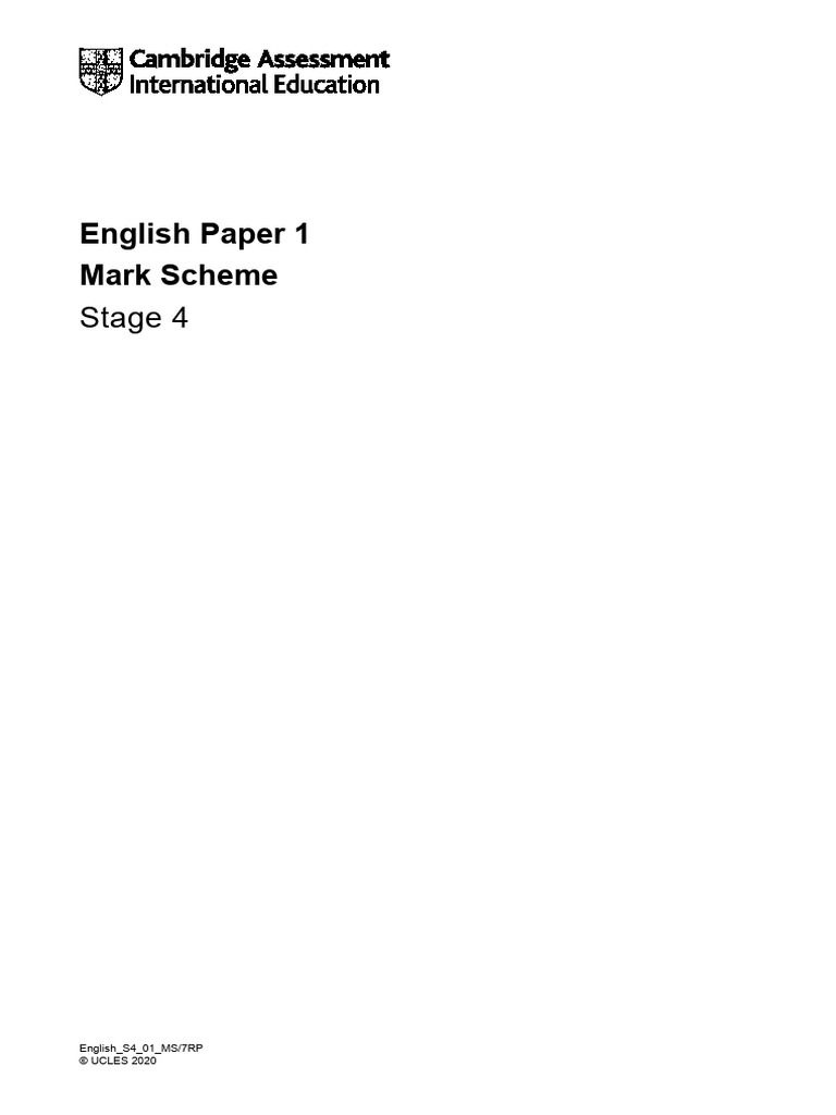 Stage 4 English Paper 1 Mark Scheme | PDF | English Language | Sentence ...
