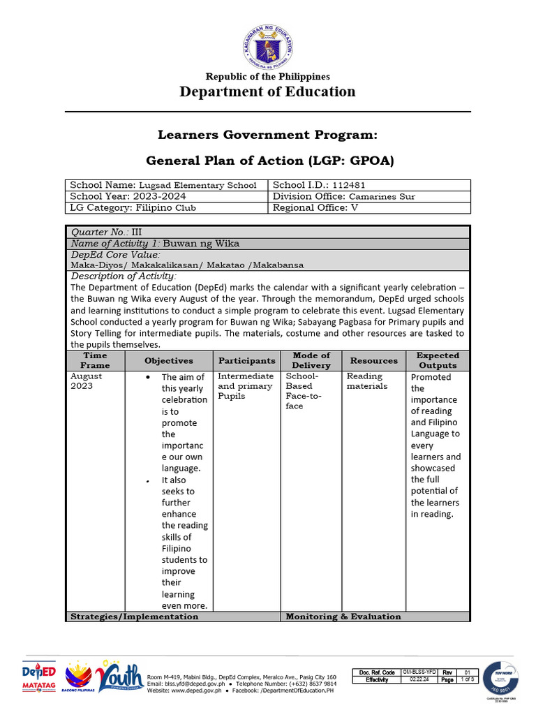 LGP-GPOA-english Club | PDF | Cognition | Behavior Modification