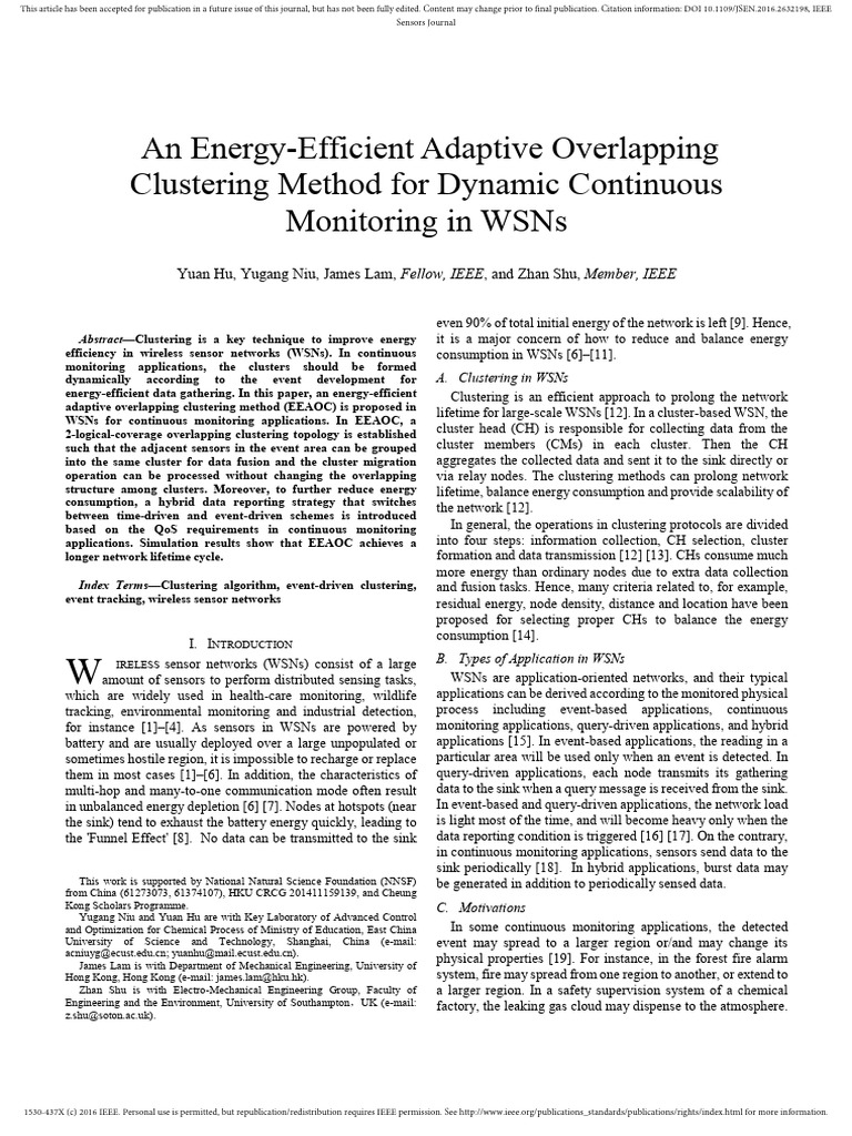 Hu 2016 | PDF | Wireless Sensor Network | Computer Network