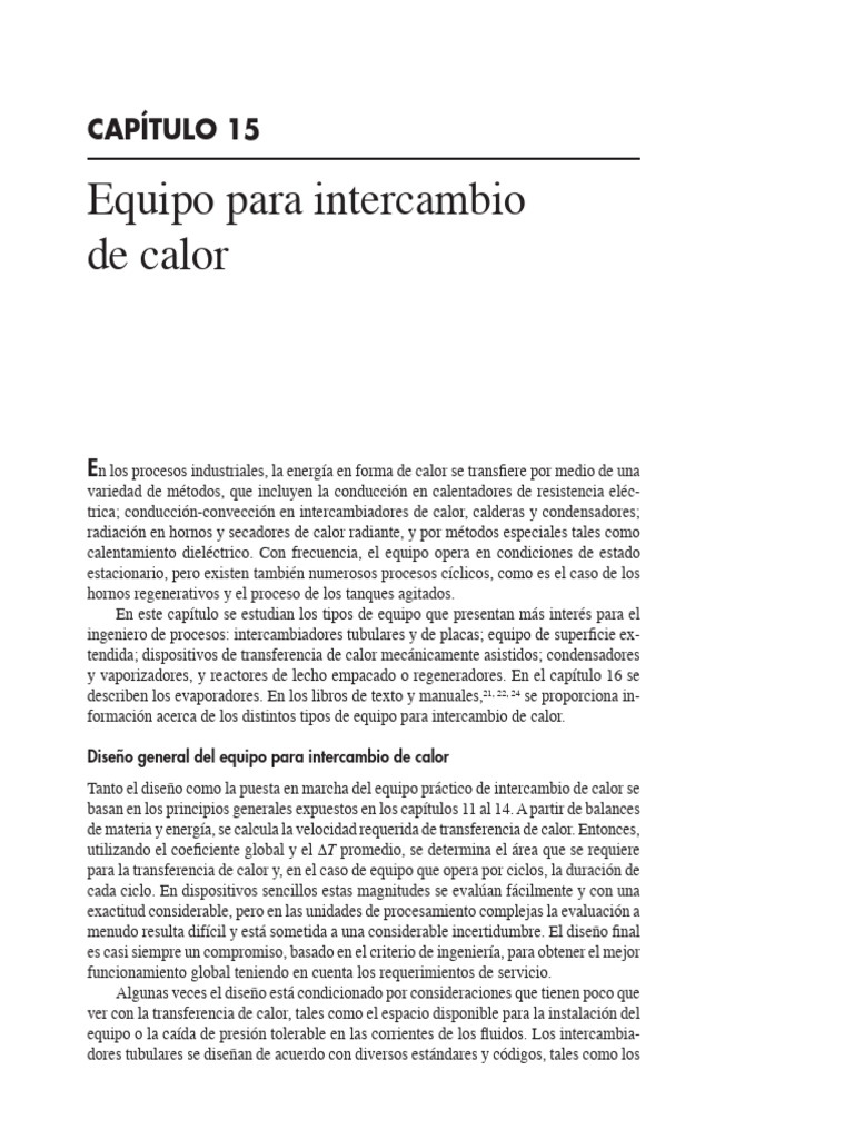 Operaciones Unitarias para Ingenieros Químicos Capítulo 15. | PDF | Intercambiador de calor | Calor