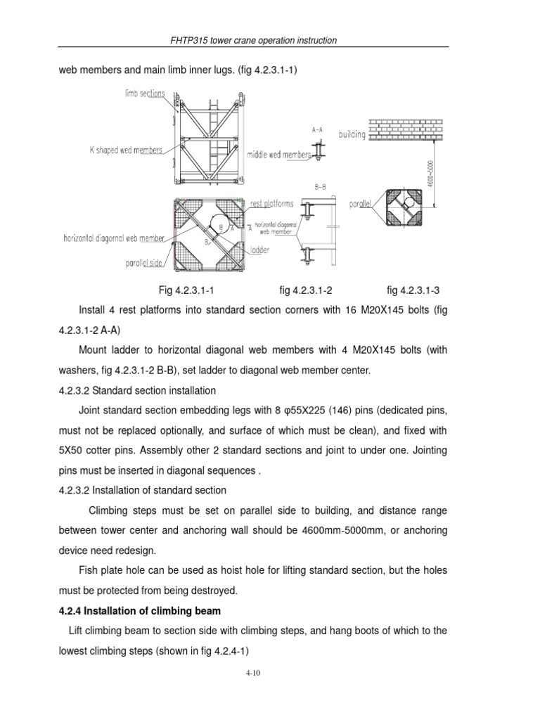 说明书（英文版）Erection Method -16t tower crane | PDF | Crane (Machine) | Manufactured Goods