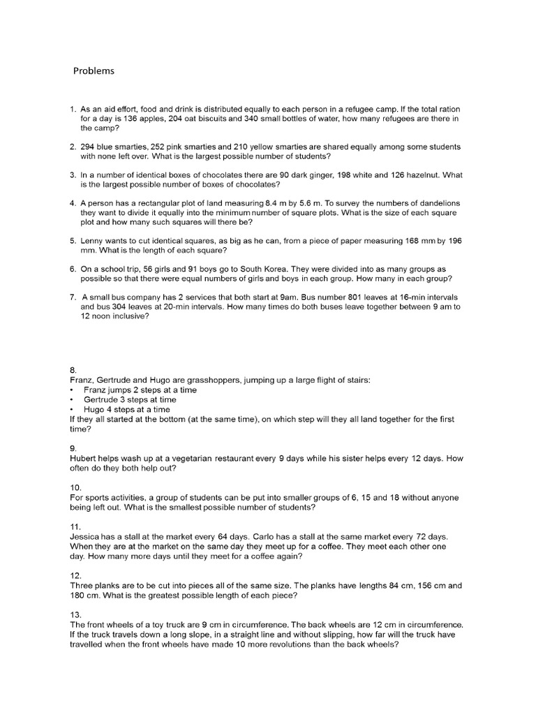 Harry Aji Joseph - 1.1 HCF and LCM Wordy Questions | PDF