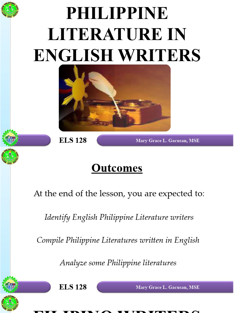 ELS 128 Phil Lit in ENglish Filipino Writers | PDF | Philippines | Writing
