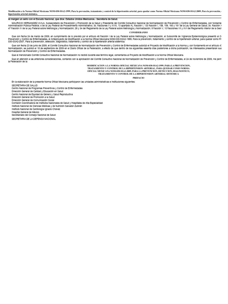 Norma Oficial Mexicana NOM-030-SSA2-2009, para La Prevención, Detección ...