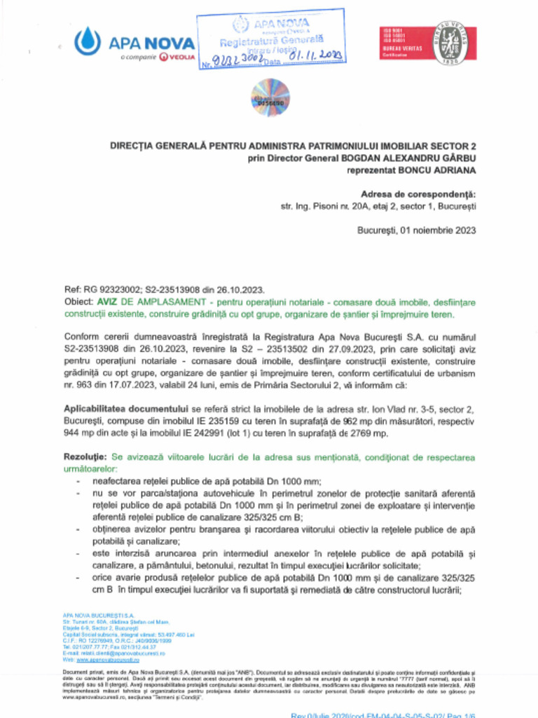 Aviz Apa Nova Gradi S2 Apa - Canal | PDF