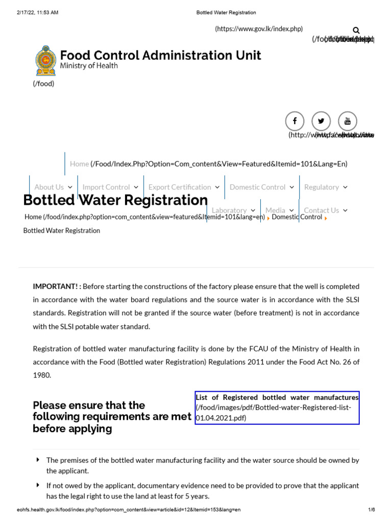 Bottled Water Registration | Download Free PDF | Bottled Water | Water