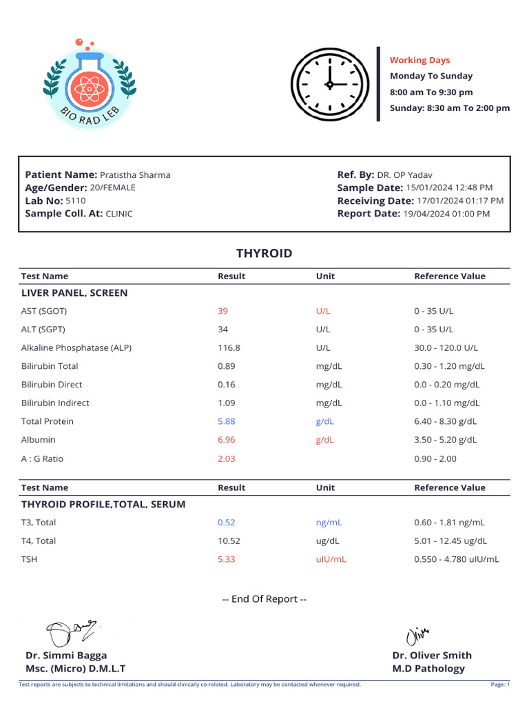 Patient Lab Report Summary | PDF | Clinical Medicine | Liver