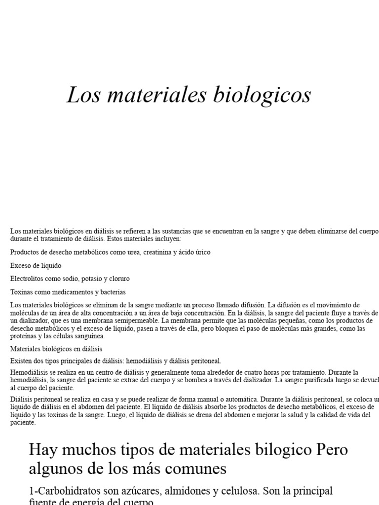 Los Materiales Biologicos | PDF | Especialidades Medicas | Biología